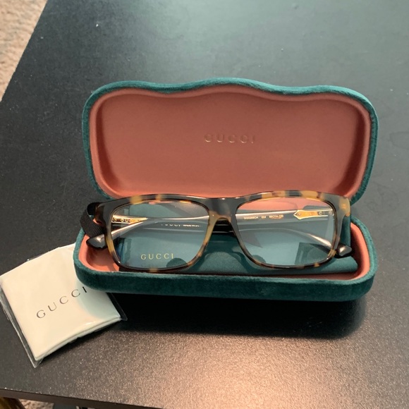 Gucci | Accessories | Gucci Mens Tortoiseshell Glasses Case With Teal ...